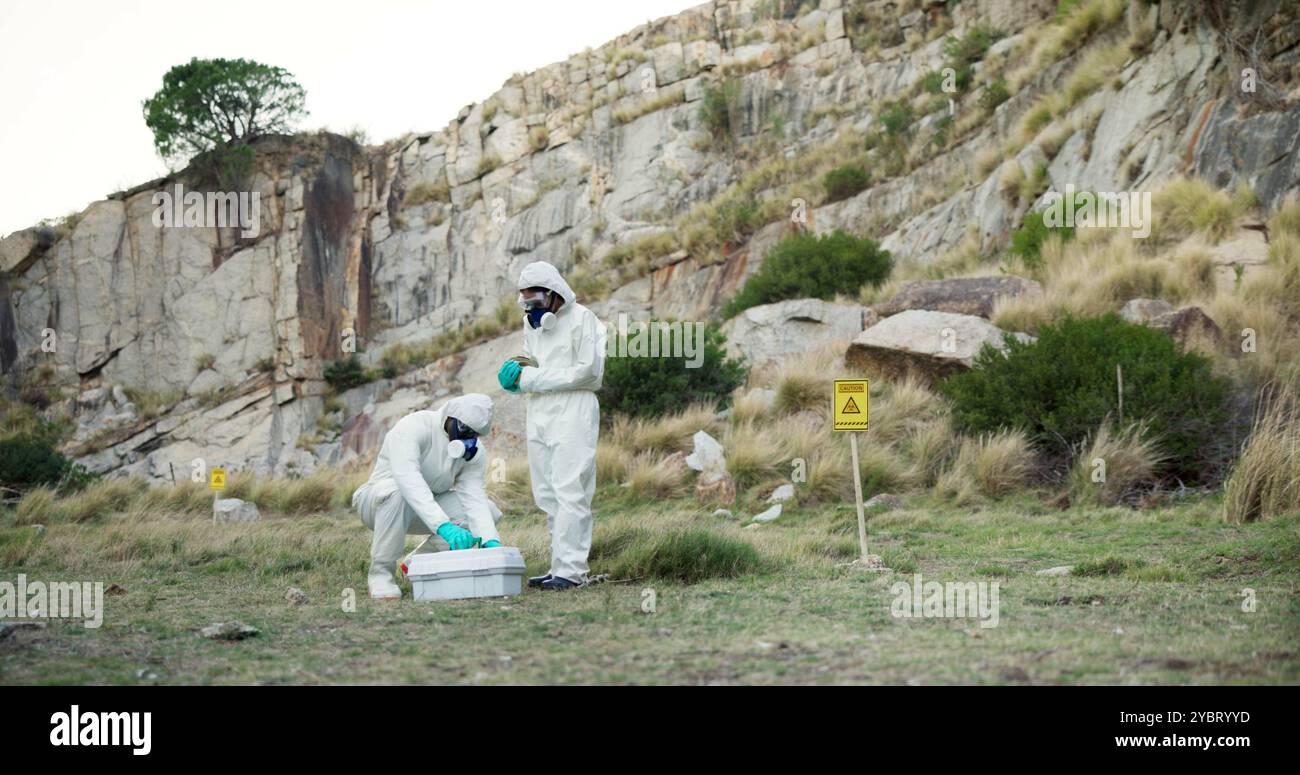 Evidence, forensic scientist and investigation for clues, team and ...