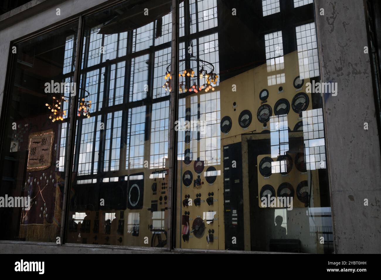 Window reflections and control room dials,details of the White Bay ...
