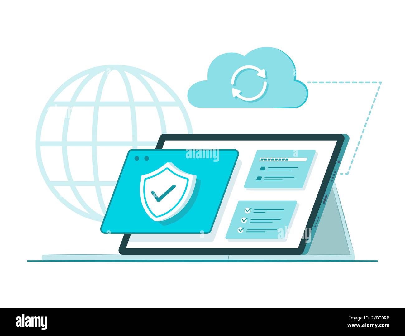 Tablet Device Syncing Security Data From Cloud Computing For Cyber Security And Wireless Network