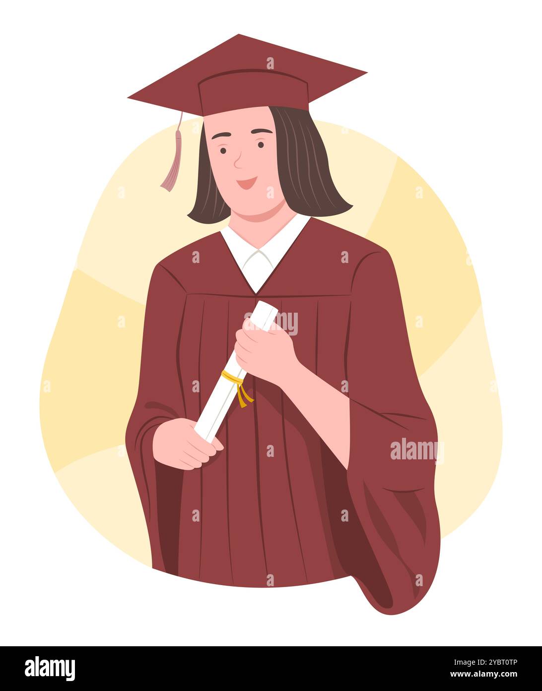 College Graduate Woman in Graduation Gown Holding Diploma for ...