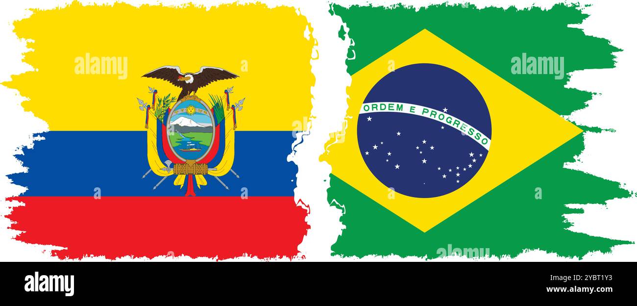Brazil and Ecuador grunge flags connection, vector Stock Vector Image ...
