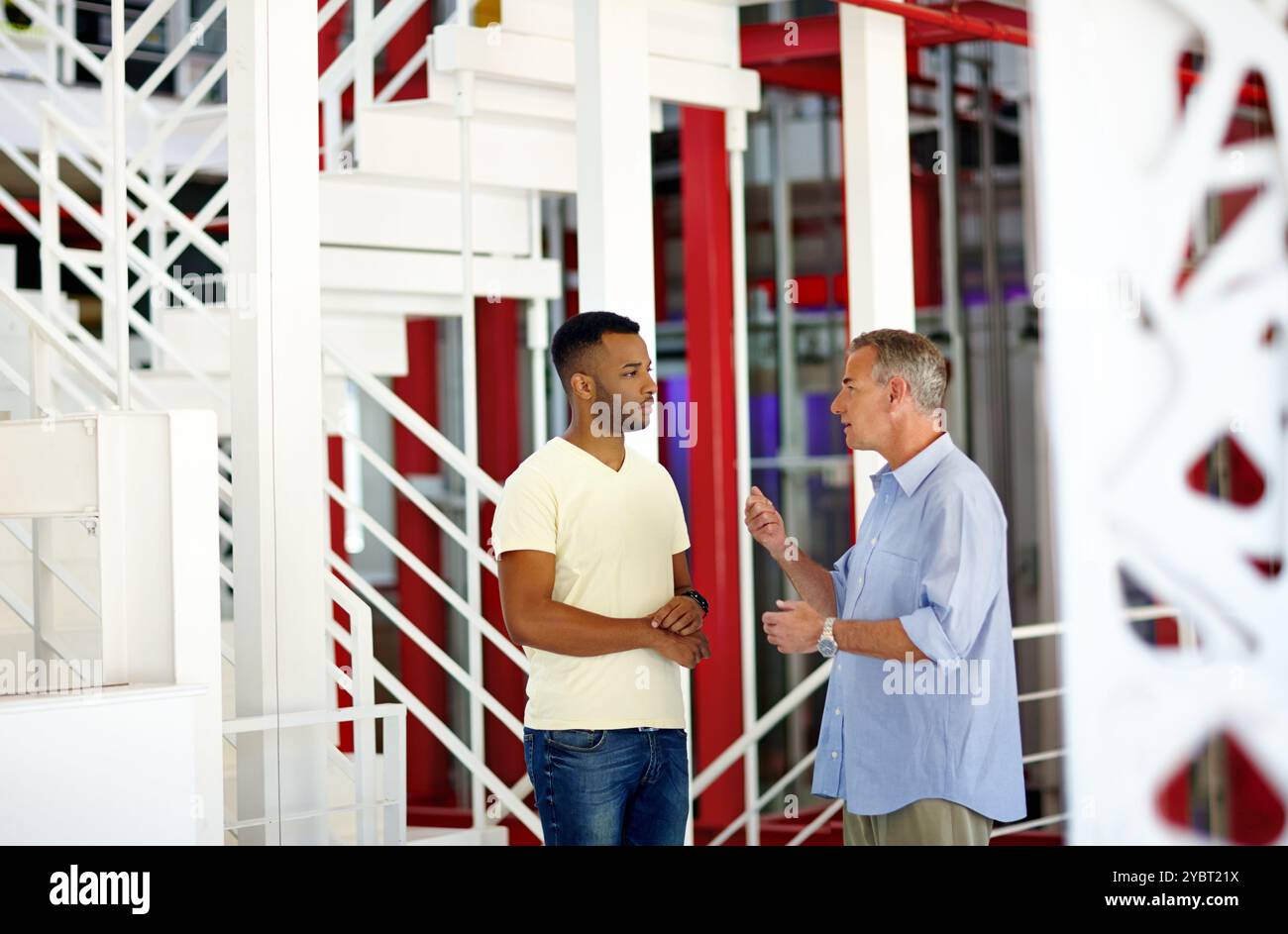 Business people, planning and men in office, conversation and ...