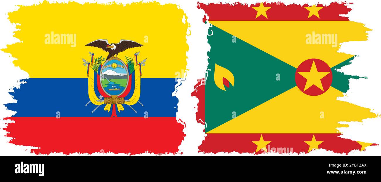 Grenada and Ecuador grunge flags connection, vector Stock Vector Image ...