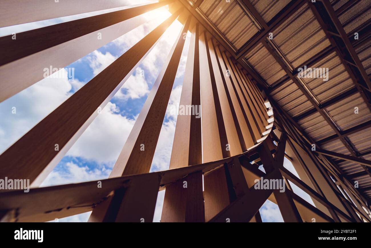 A structure featuring wooden slats on construction site contributing to ...
