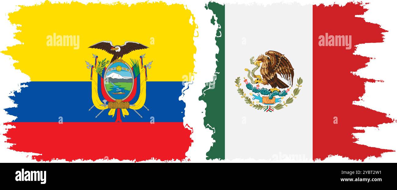 Mexico and Ecuador grunge flags connection, vector Stock Vector Image ...