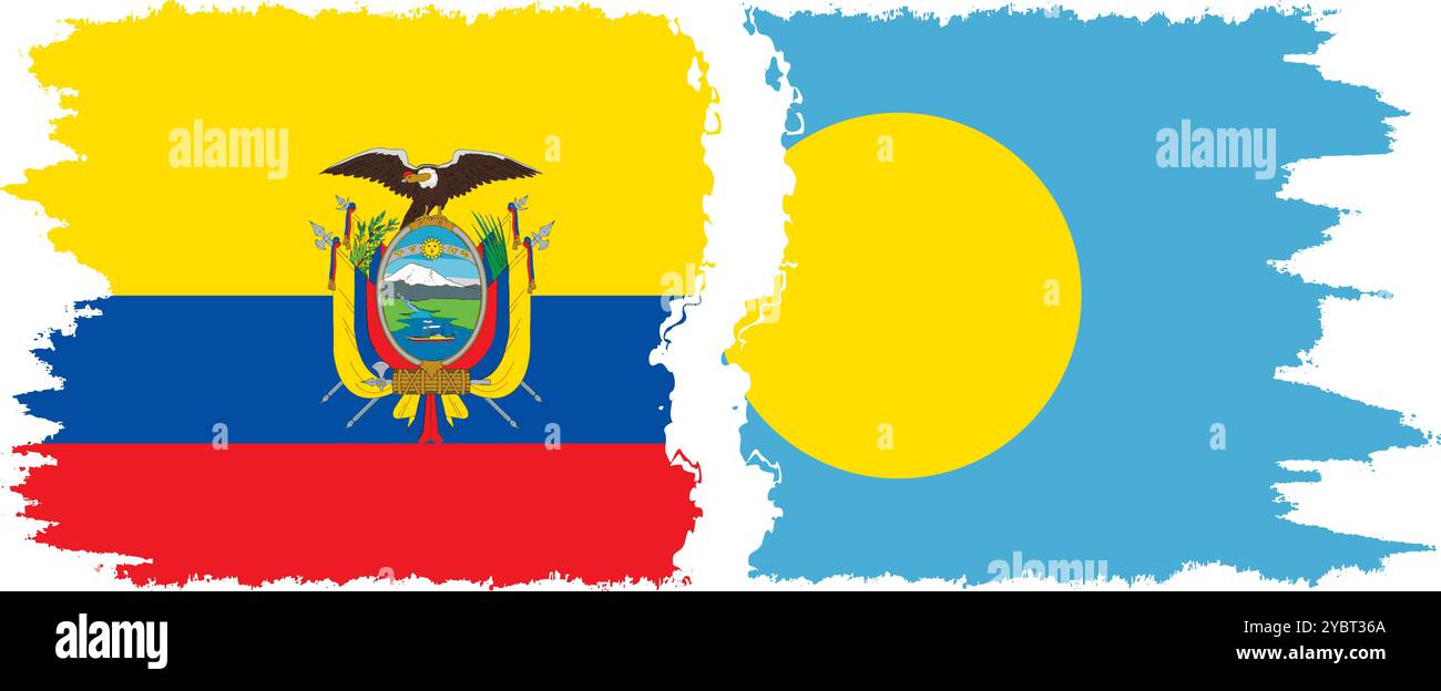 Palau and Ecuador grunge flags connection, vector Stock Vector Image ...