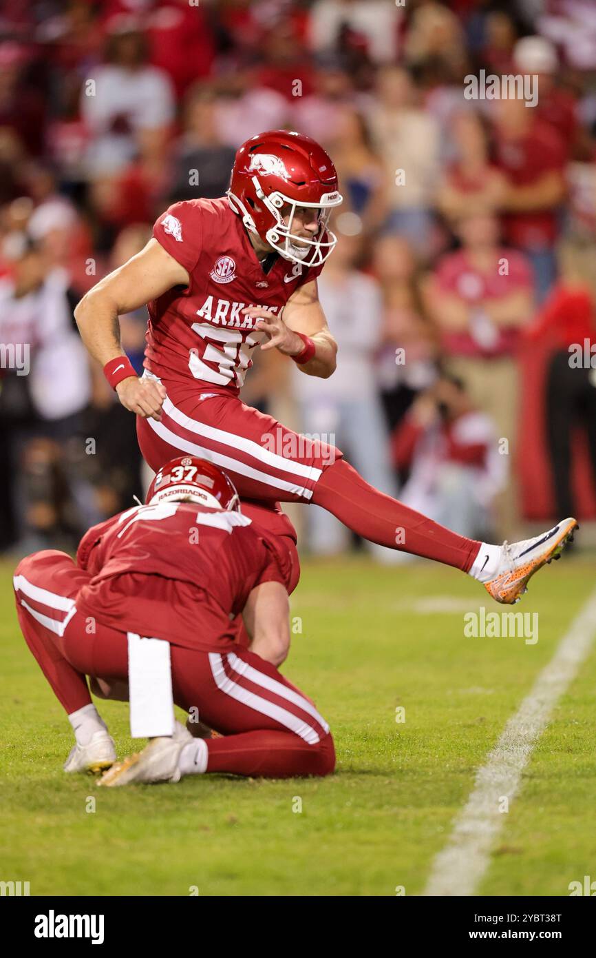 October 19, 2024: Razorback place kicker Matthew Shipley #36 follows ...