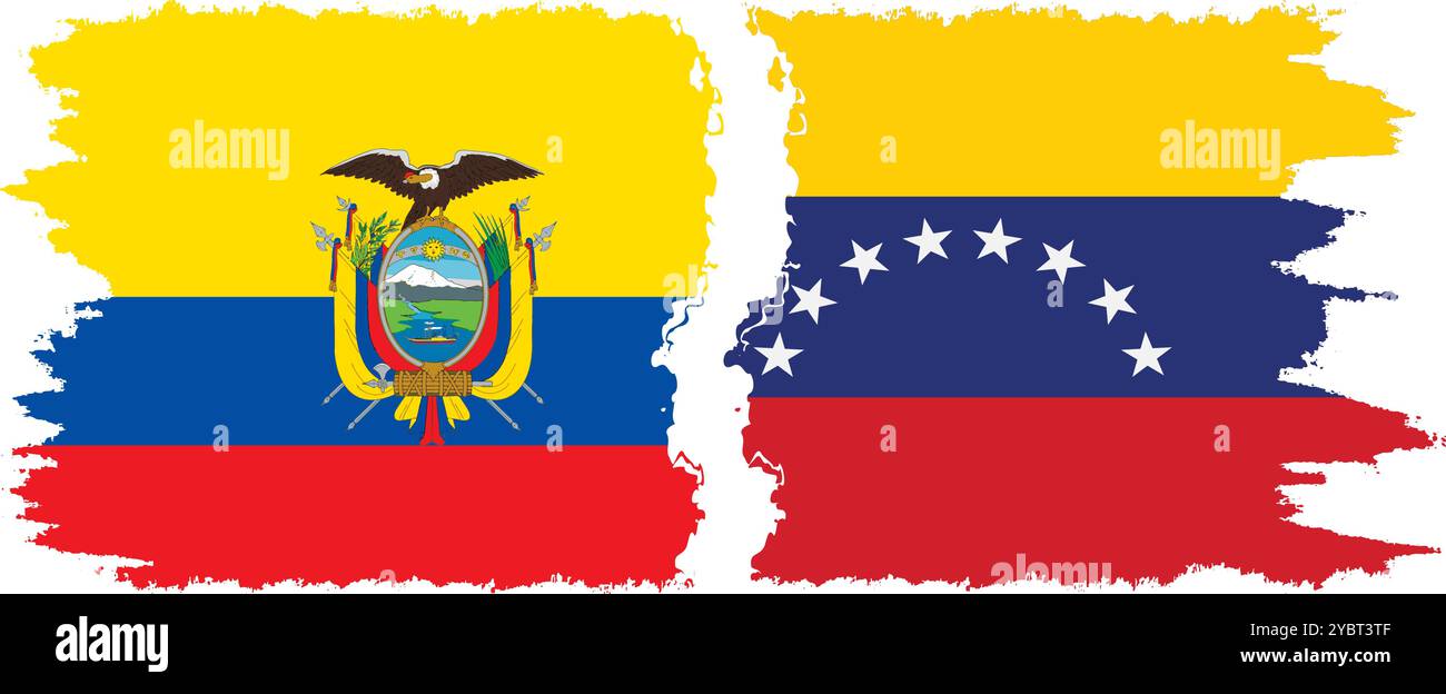 Venezuela and Ecuador grunge flags connection, vector Stock Vector ...