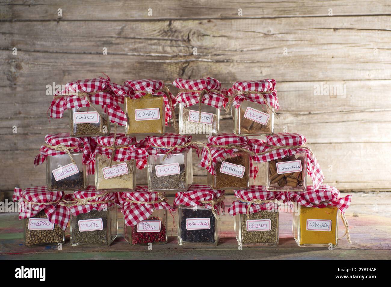 Small glass jars for storage of various types of aromas for ...