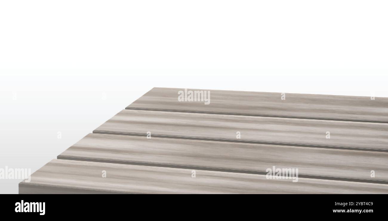 Grey wood table top surface with corner angle view on white background ...