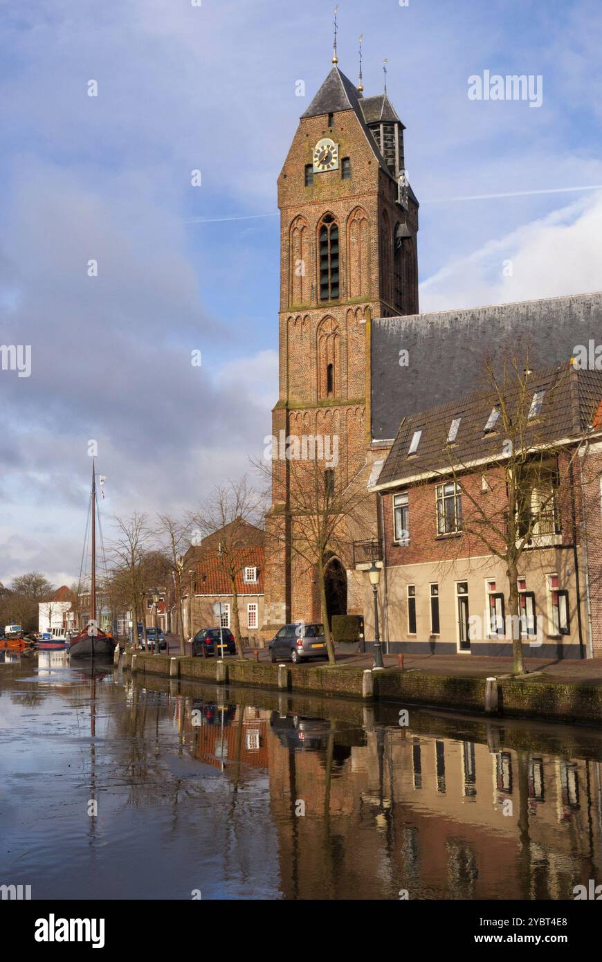 St. Michael church along the river Hollandsche IJssel in the historical ...