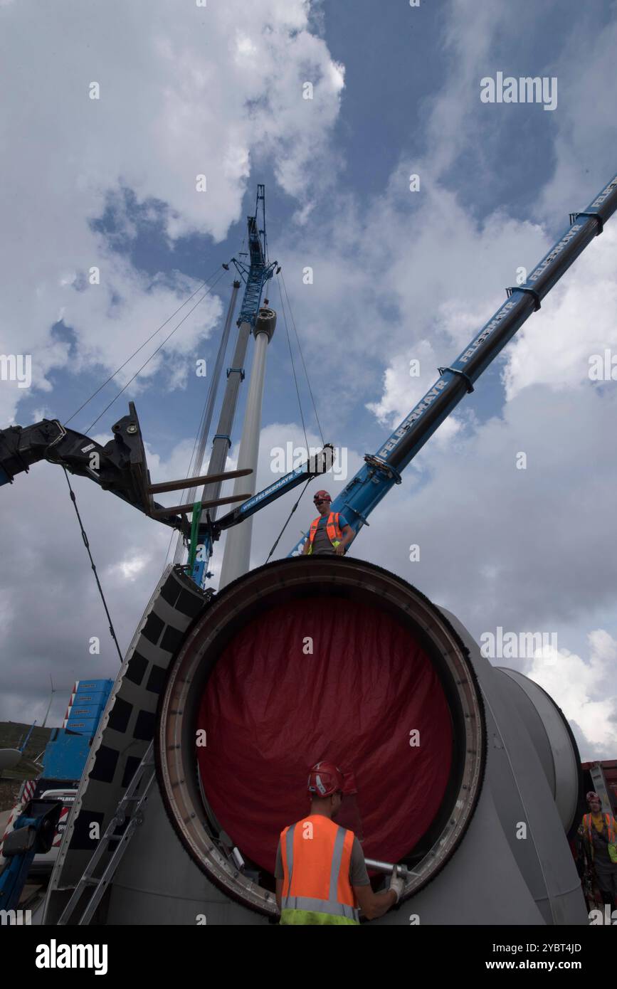 construction site of wind power plant in a wind farm construction site ...