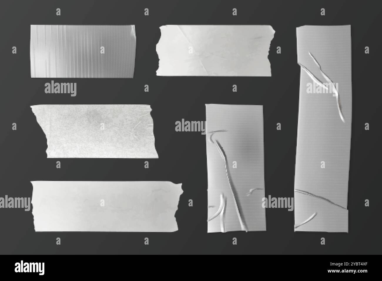 Silver adhesive tape pieces with texture. Realistic 3d vector ...