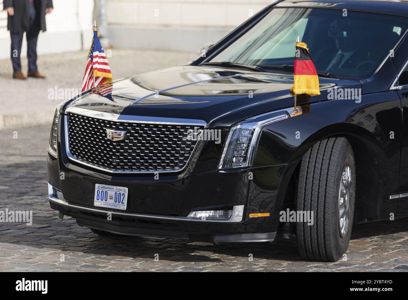 Flags of the USA and the Federal Republic of Germany on the ...