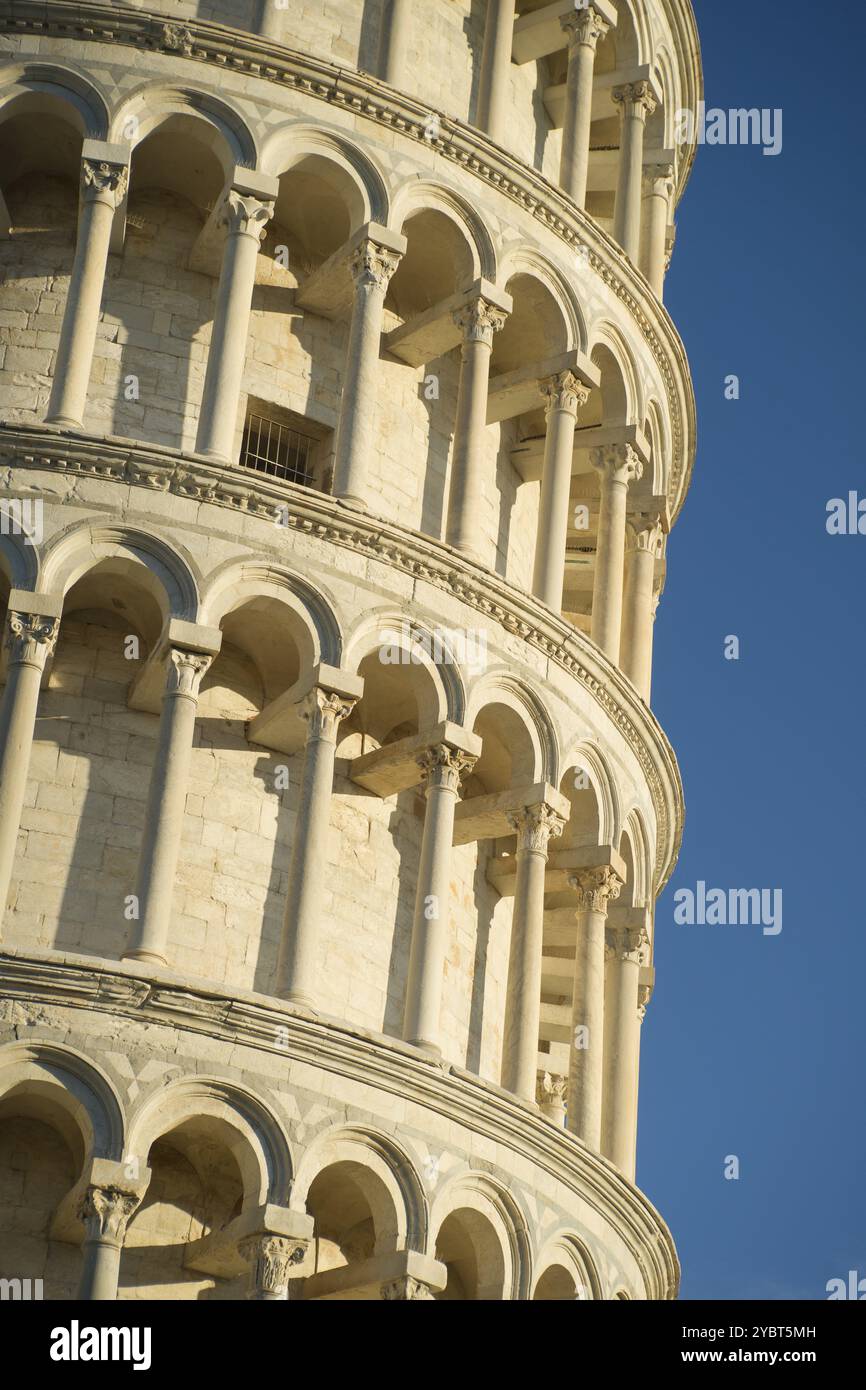 Architectural details of the Leaning Tower of Pisa Tuscany Italy Stock ...