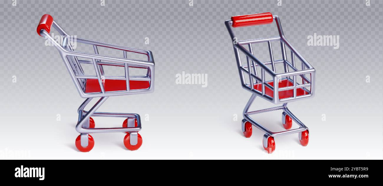 Empty shopping carts set isolated on transparent background, Vector ...