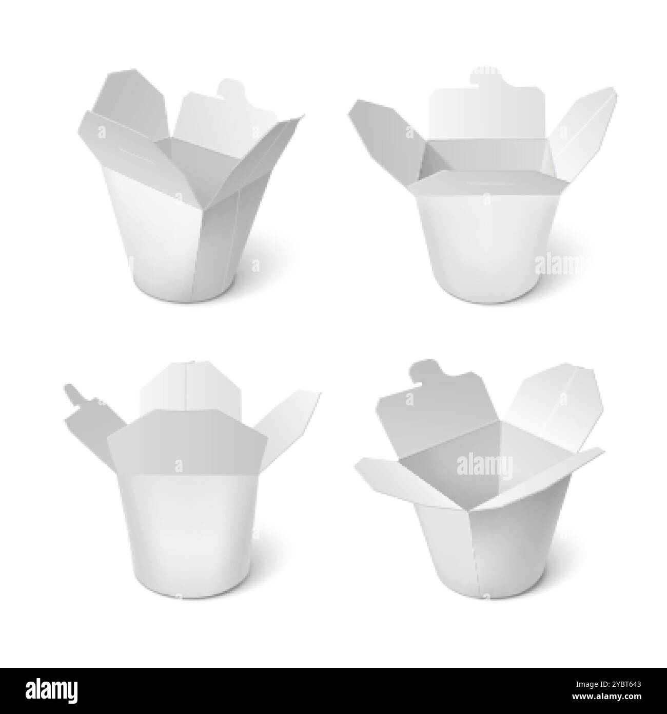 Noodle box mockups set isolated on white background. Vector realistic ...