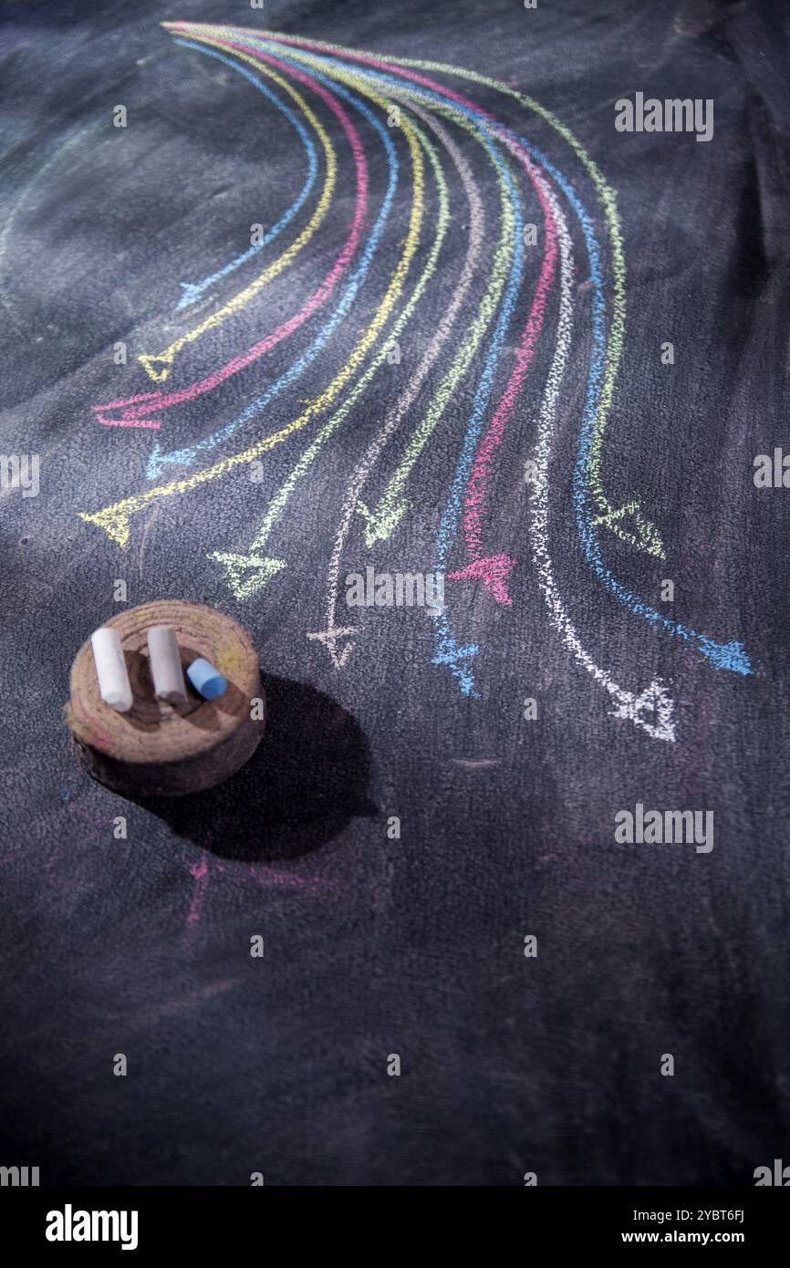 Arrows different directions chalkboard hi-res stock photography and ...