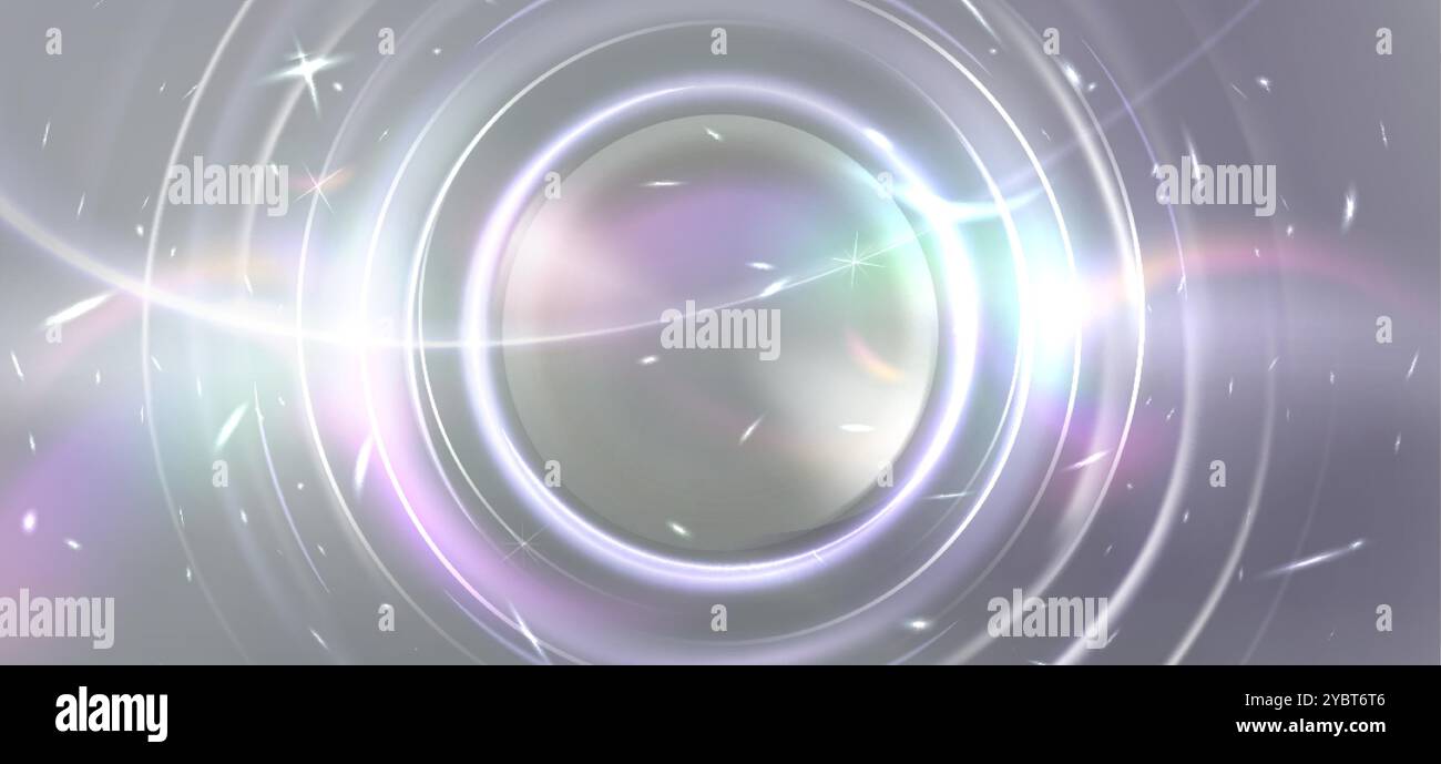 Abstract sphere with white light flare effect. Realistic vector ...