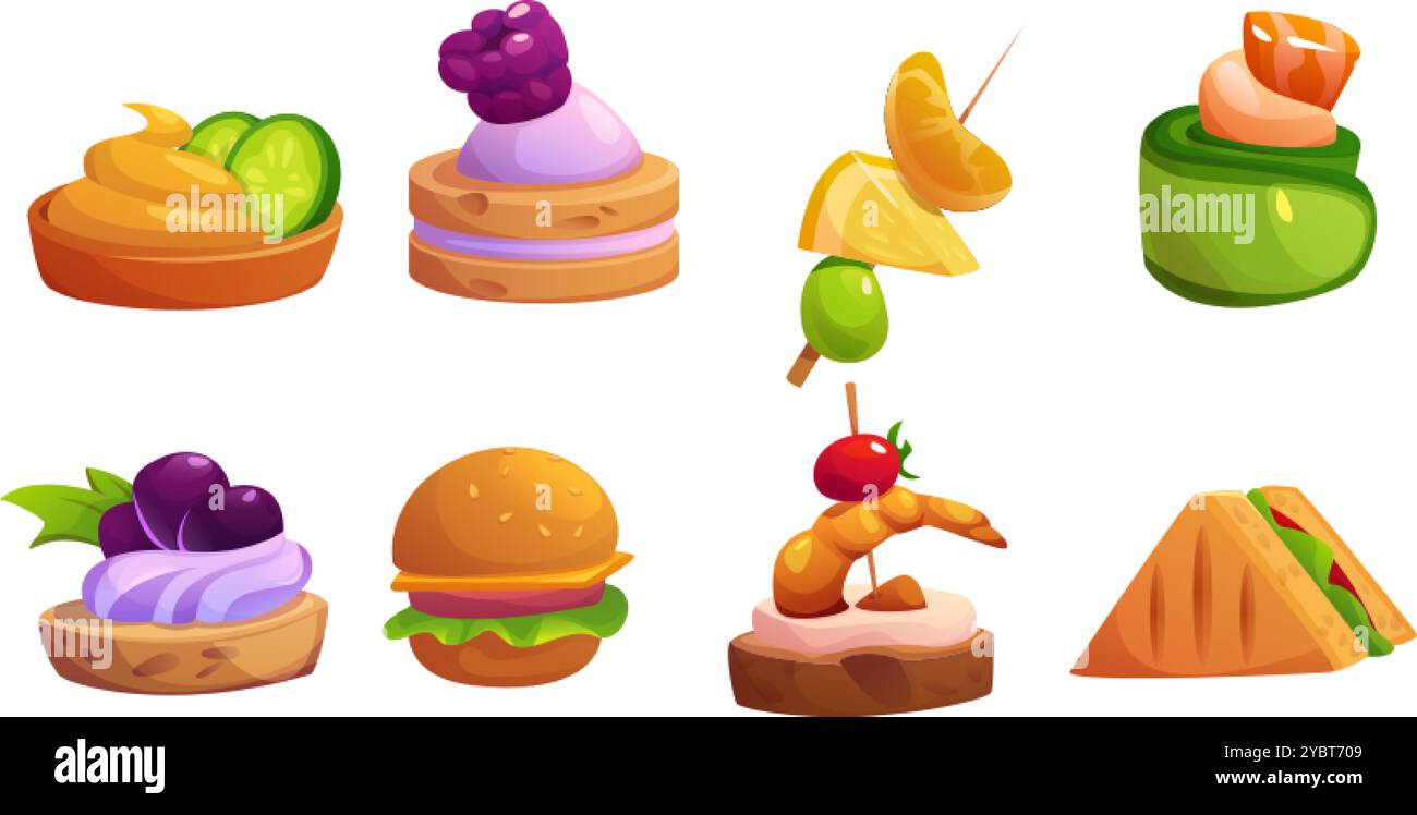 Buffet finger food collection - canape, mini burger and sandwich ...