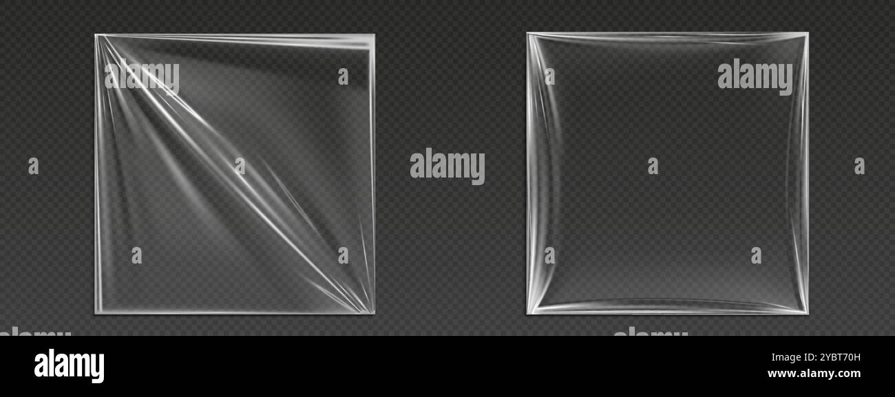 Square plastic film pieces set isolated on transparent background ...
