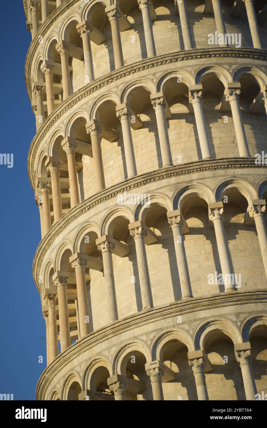 Architectural details of the Leaning Tower of Pisa Tuscany Italy Stock ...