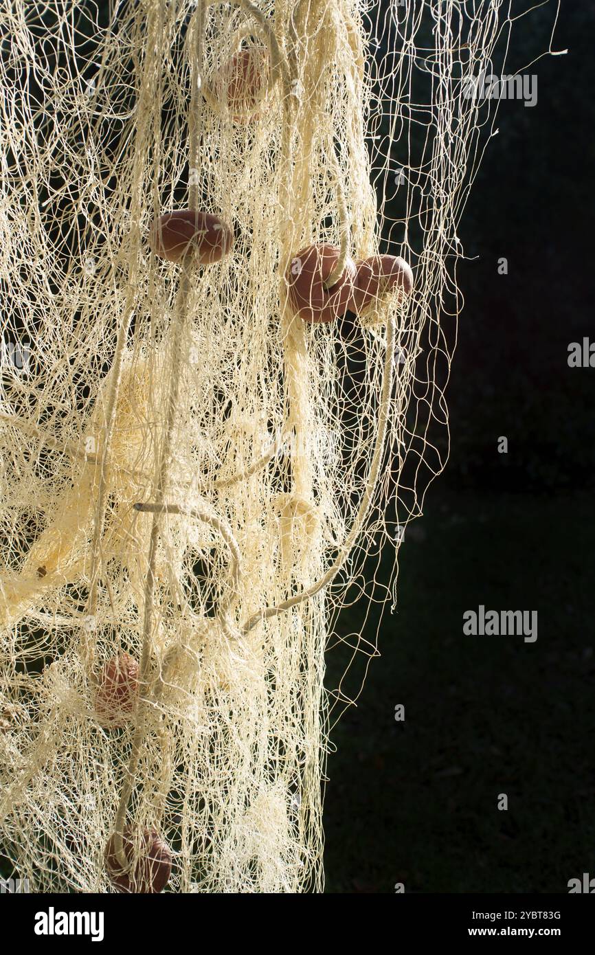 Presentation of a stretched fishing net drying in the sun Stock Photo ...