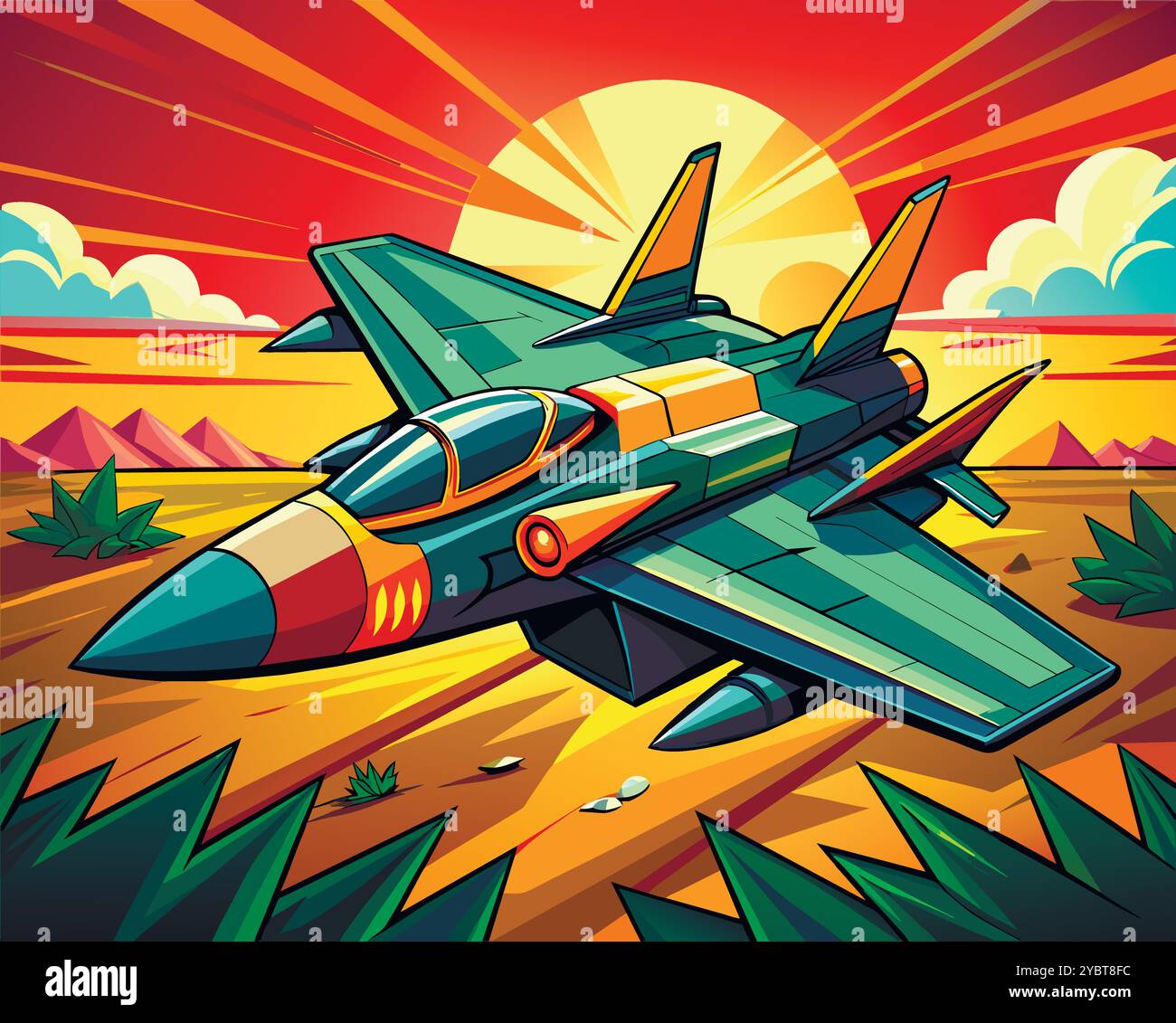 F-35 F-16 fighter jet seen from the side view vector illustration ...