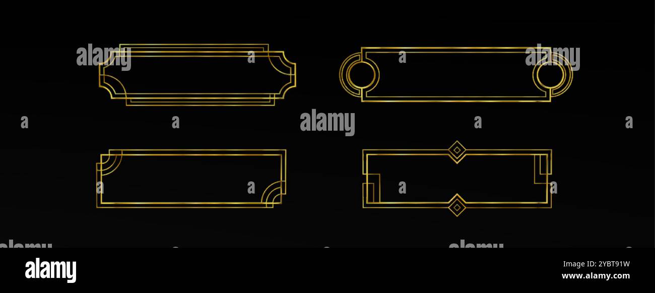 Gold ui frame rpg game button. Medieval border design for title or banner. Fancy royal interface ...