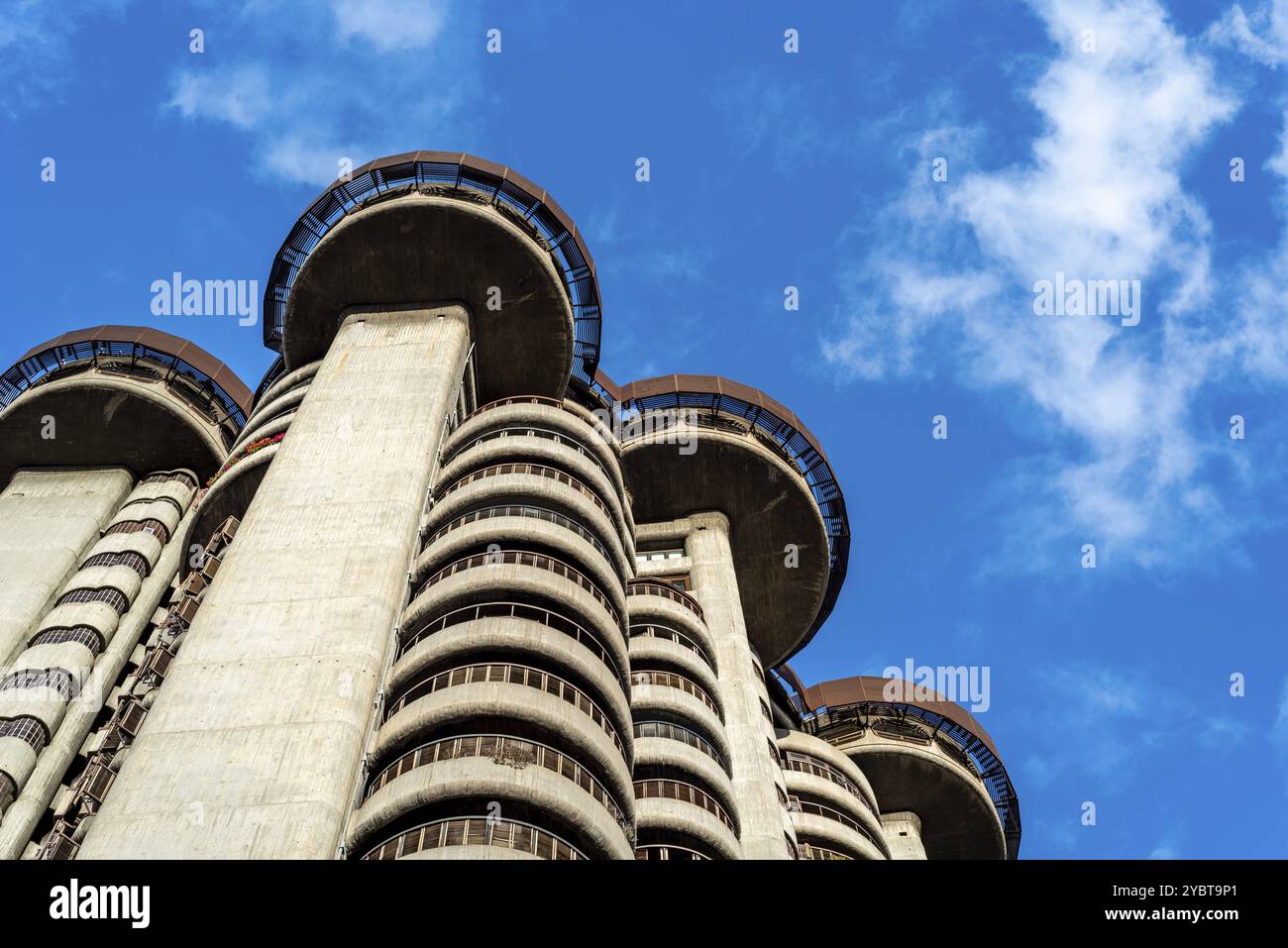 Madrid, Spain, June 12, 2020: Torres Blancas Building. Iconic concrete ...