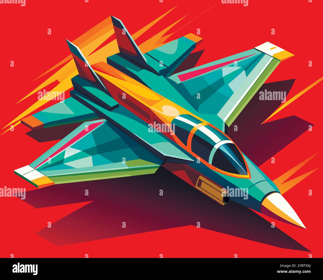 F-35 F-16 fighter jet seen from the side view vector illustration ...