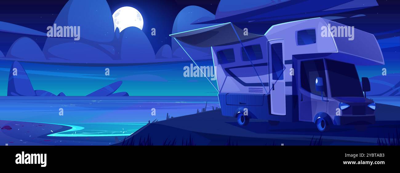 Night view truck parked Stock Vector Images - Alamy