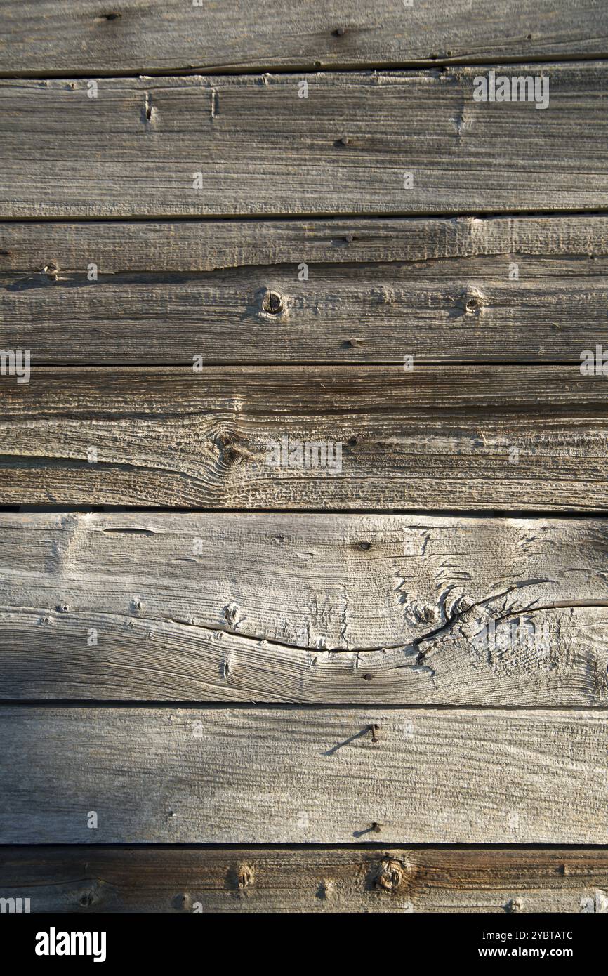 Outer wall built with old wooden planks worn out Stock Photo - Alamy