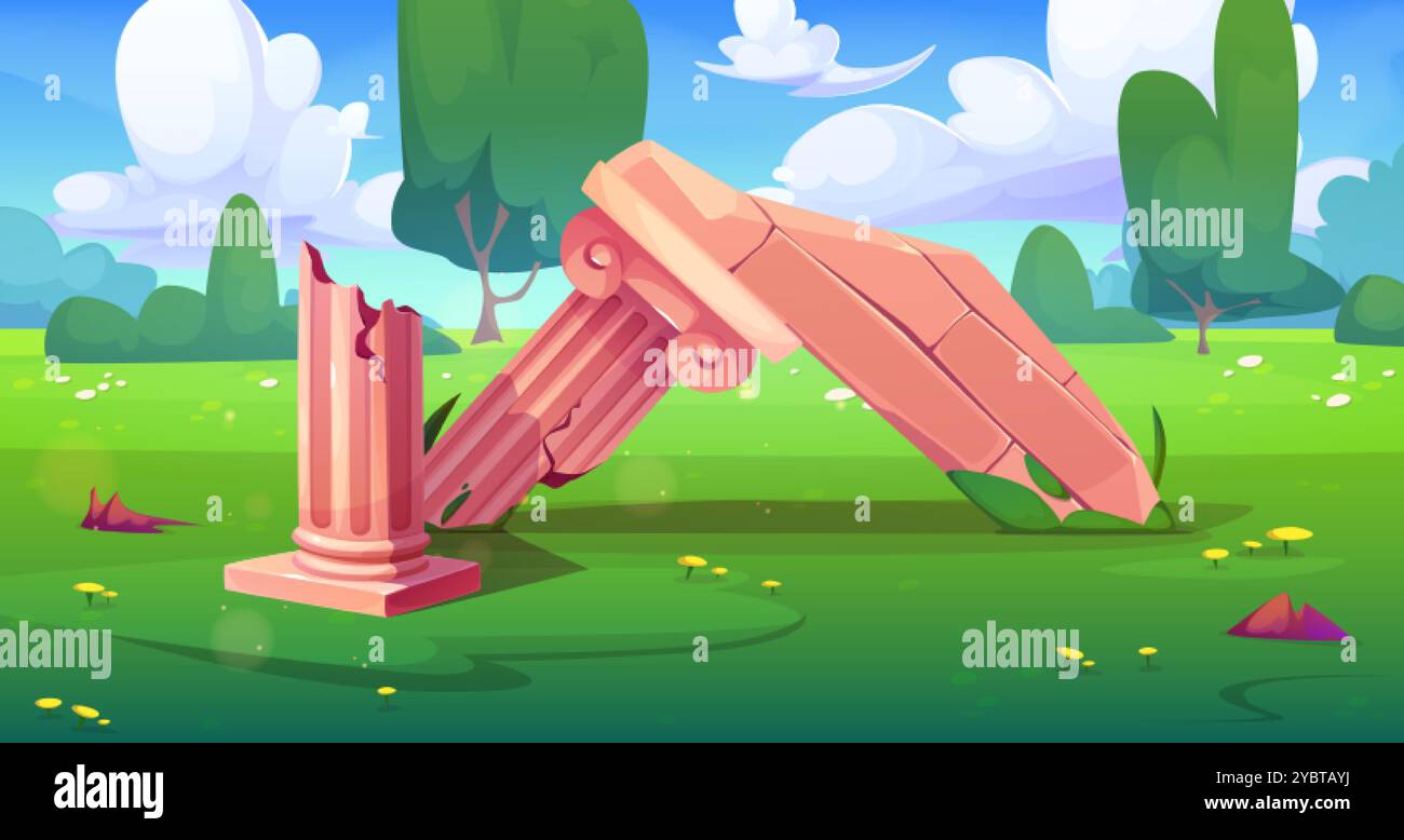 Summer historical landscape with ancient Greek architecture column ...