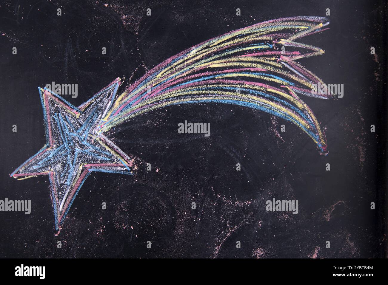 Graphical representation with chalk on the blackboard of the poinsettia ...