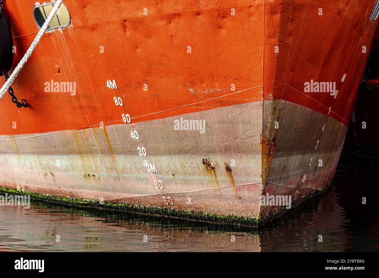 Old ship bow showing signs of deterioration with rust and parasites ...
