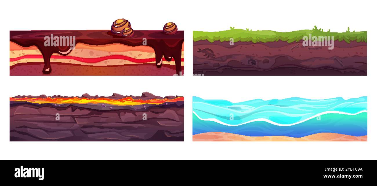 Cut soil platform for game ui design. Ground sections for level land ...