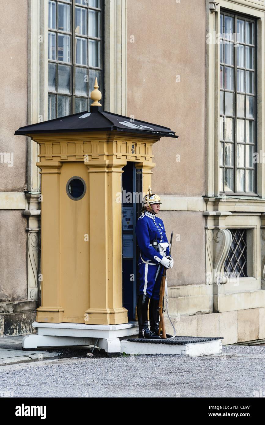 Stockholm, Sweden, August 9, 2019: Military guard in traditional ...