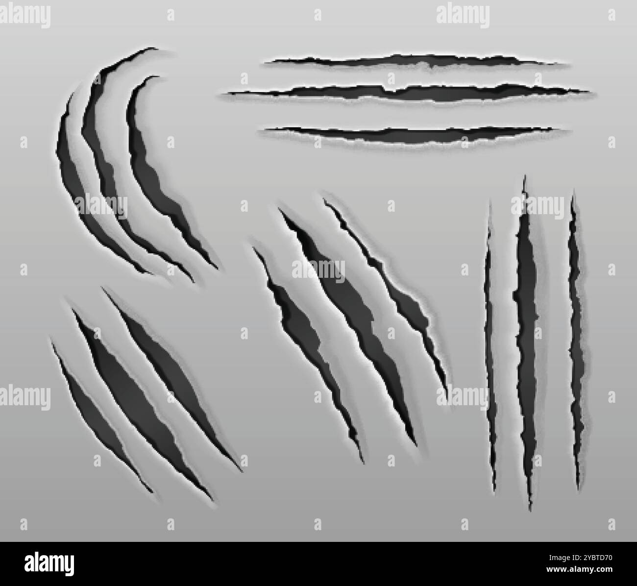 Tiger claw scratch on paper vector. Bear paw mark. Lion nail trace ...