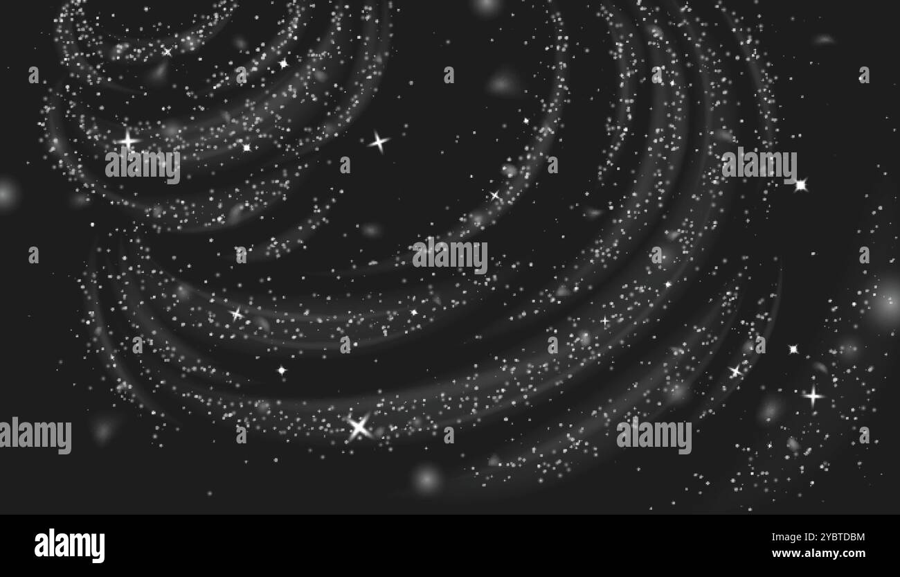 White shimmer with snow and star glitter. Magic dust with wind effect ...