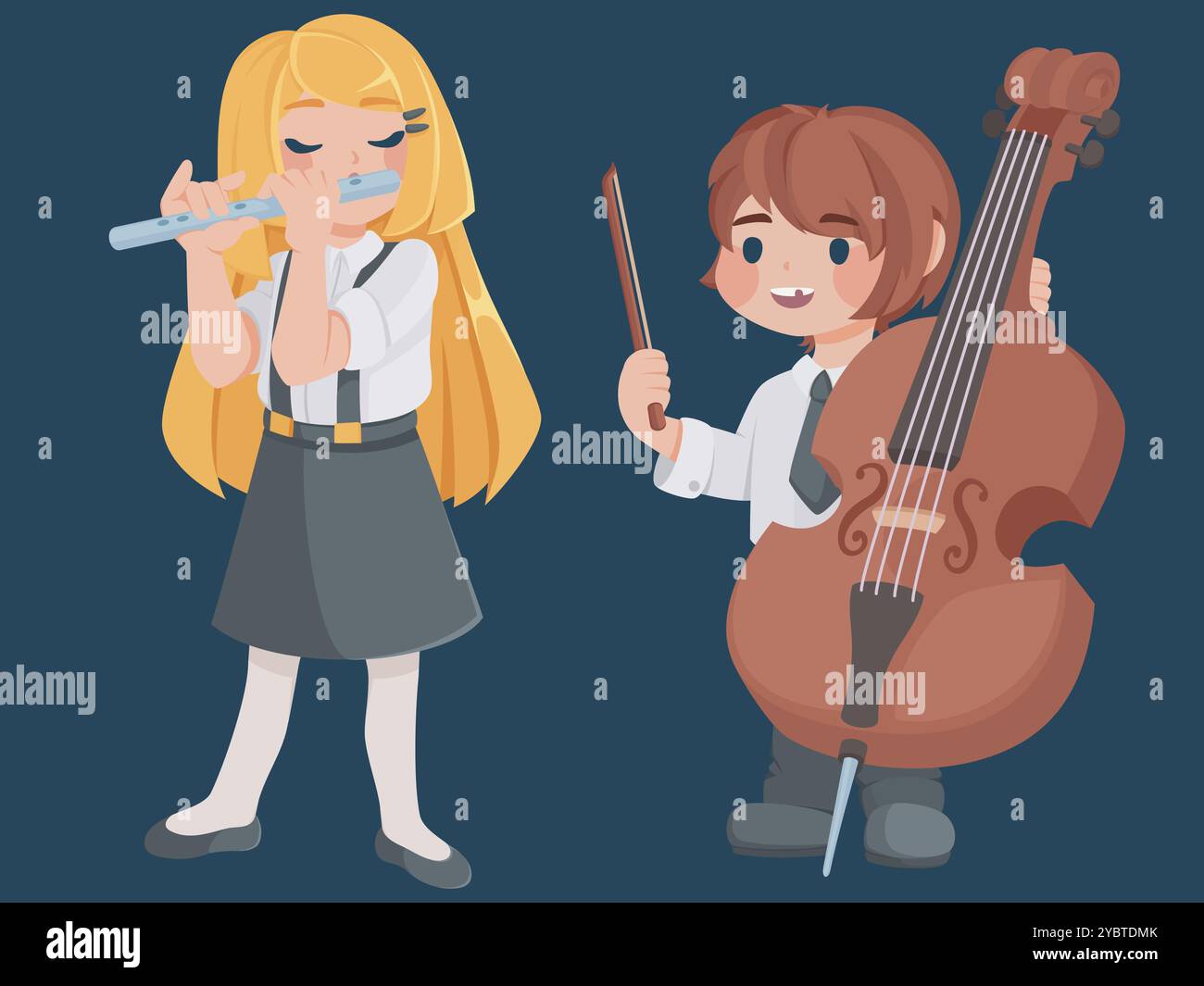 Kids musicians for school band or music classroom. Cartoon vector set ...