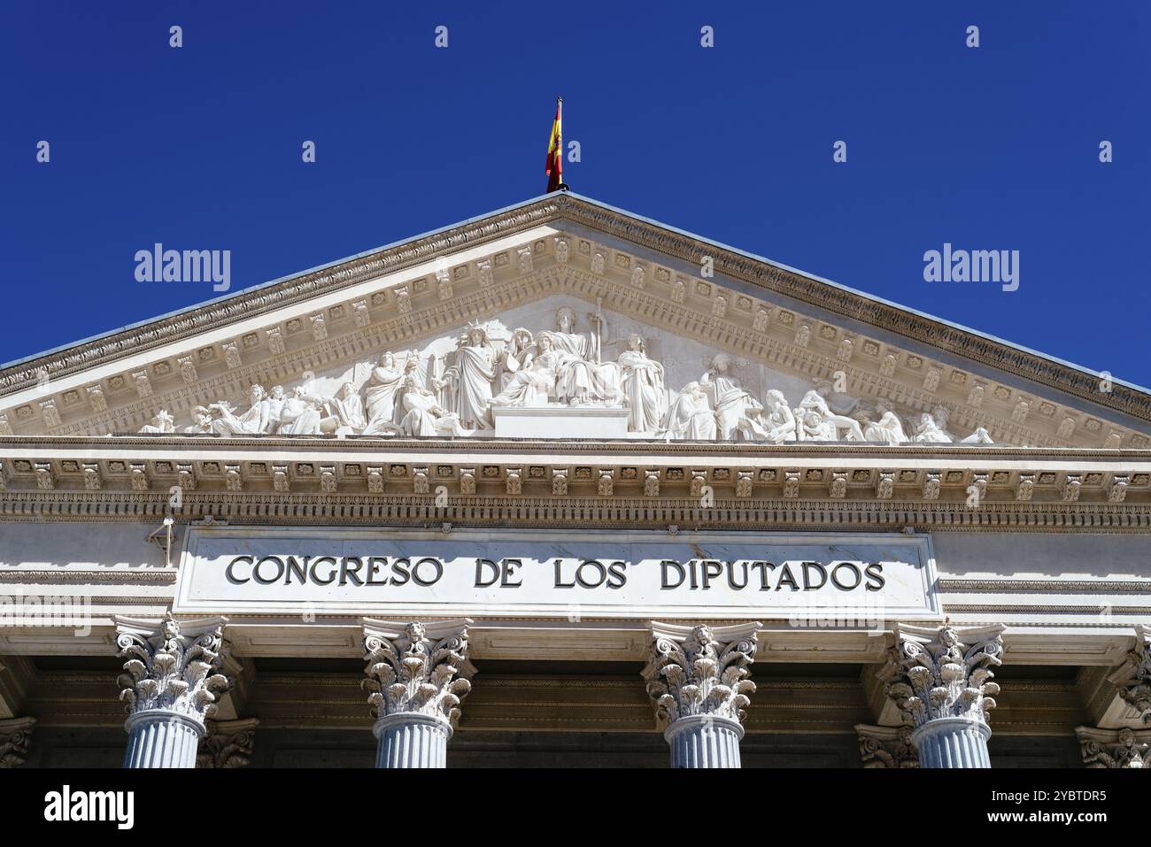 Madrid, Spain, March 19, 2023: Facade of the Congress of Deputies ...