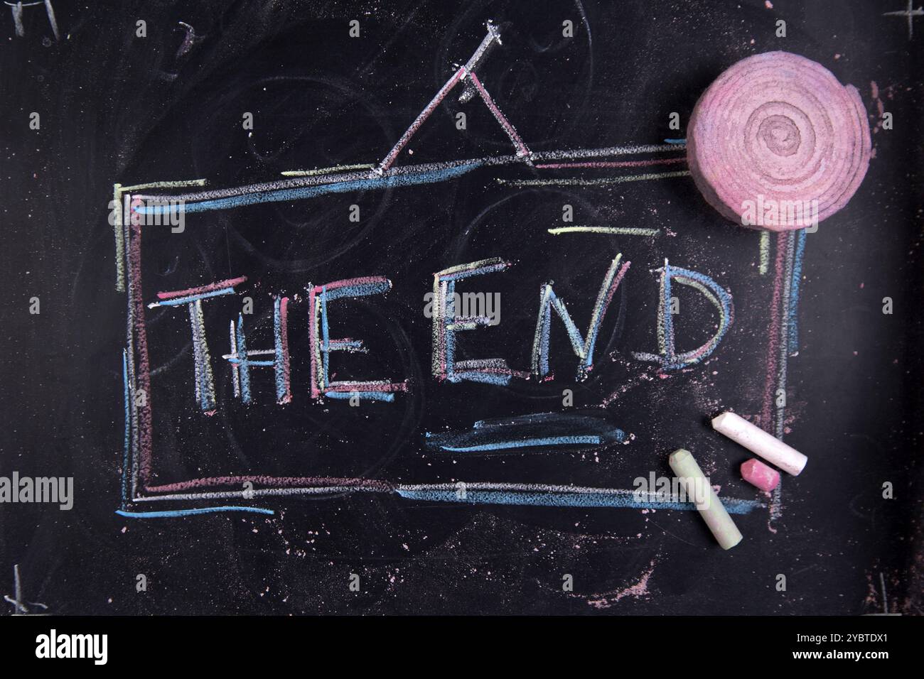 Graphical representation of the word, The End, written with chalk on ...