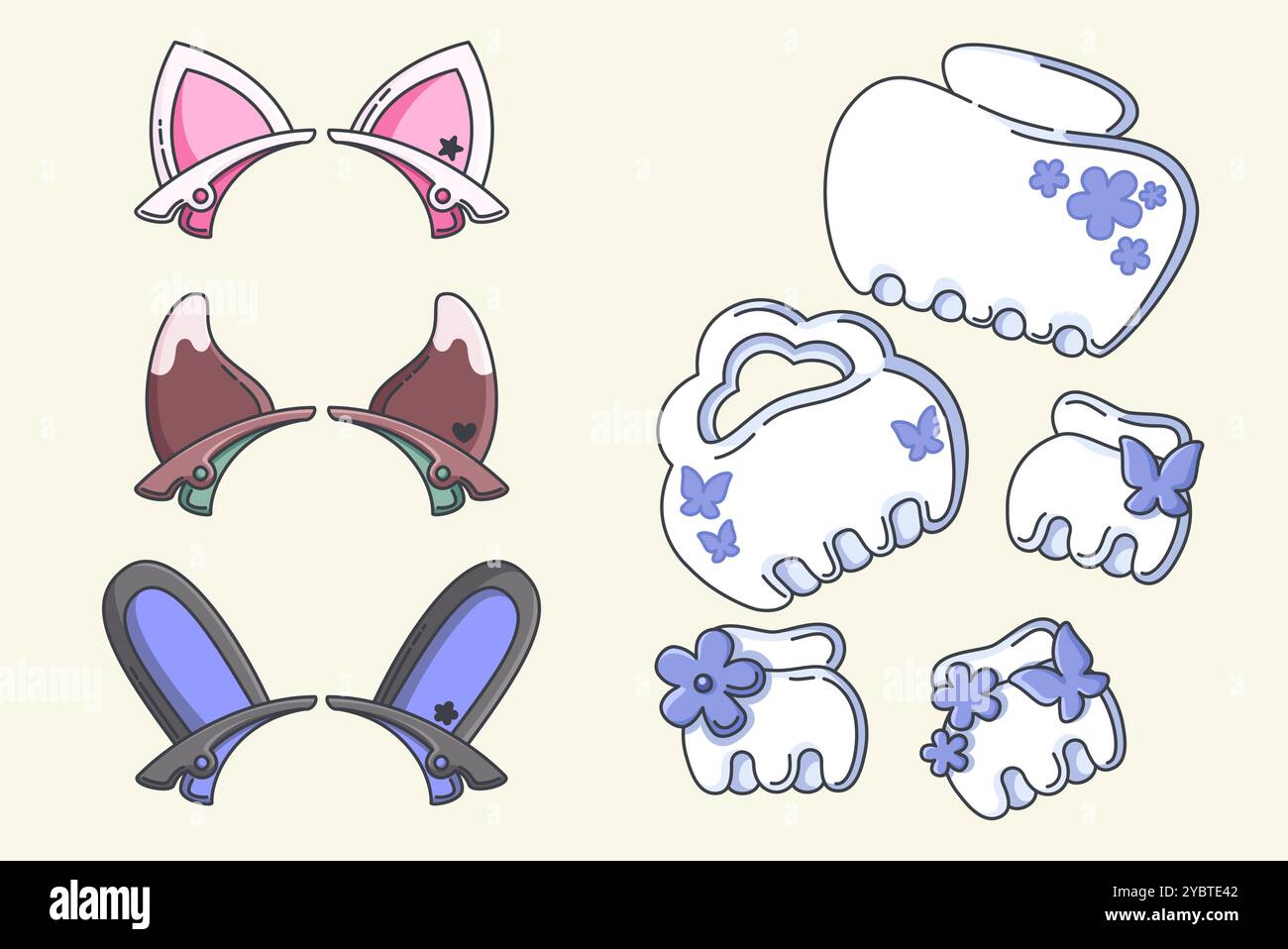 Girlish hair accessories collection - clips with funny animal ears and ...