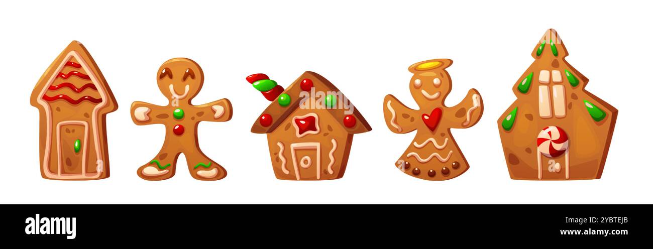 Christmas gingerbread house cookie illustration for winter holiday ...
