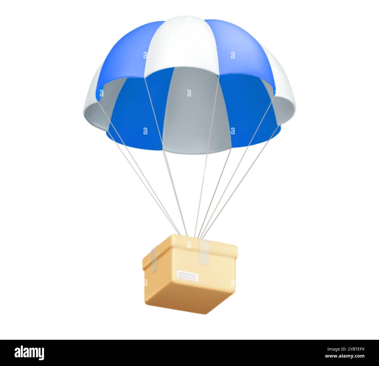 Fast order delivery icon of cardboard parcels on flying parachute ...