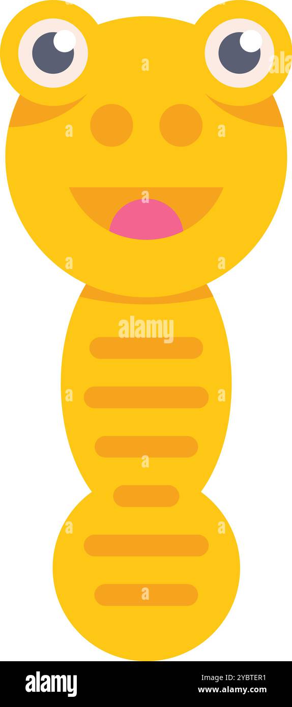 Friendly cartoon worm with big eyes is smiling happily Stock Vector ...