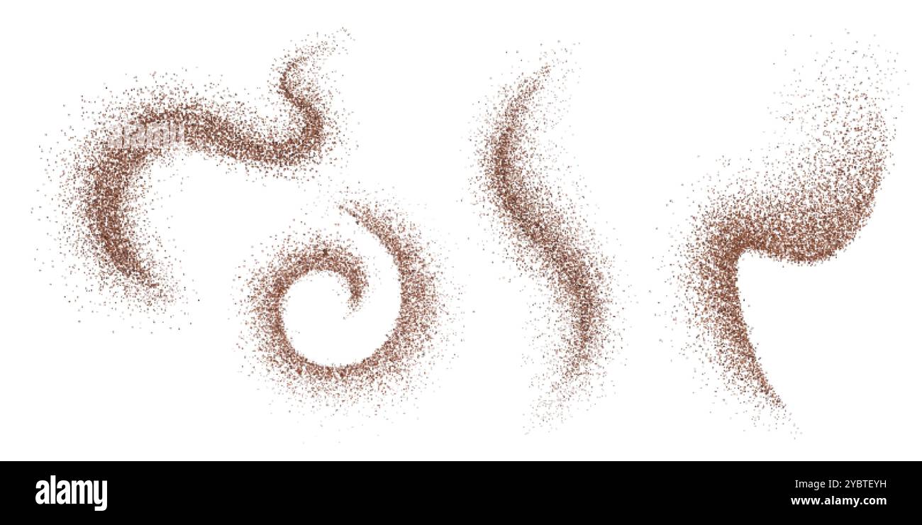 Ground coffee bean or chocolate powder in different wavy and swirl ...
