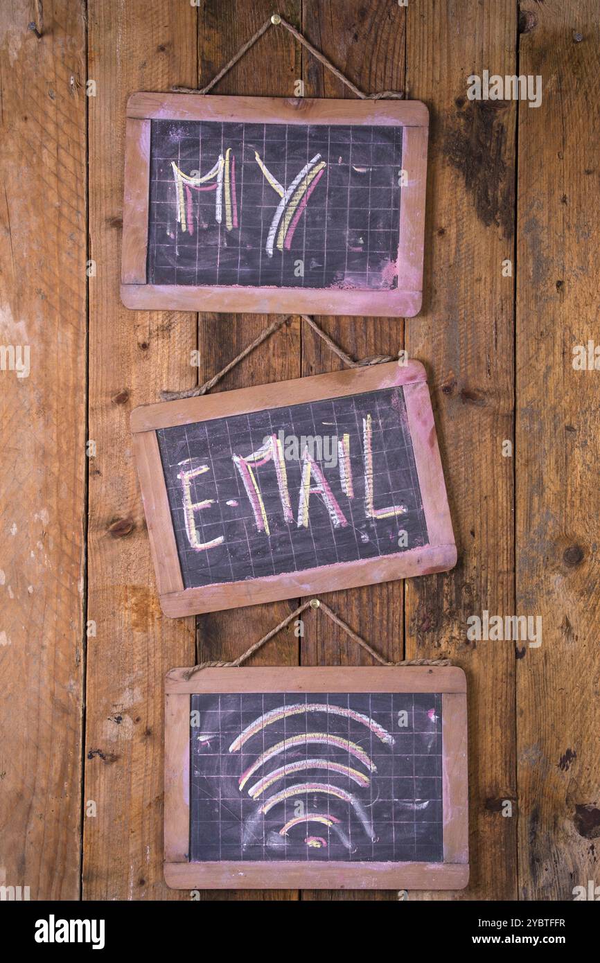 Graphic representation with chalk on the blackboard of my e-mail Stock ...