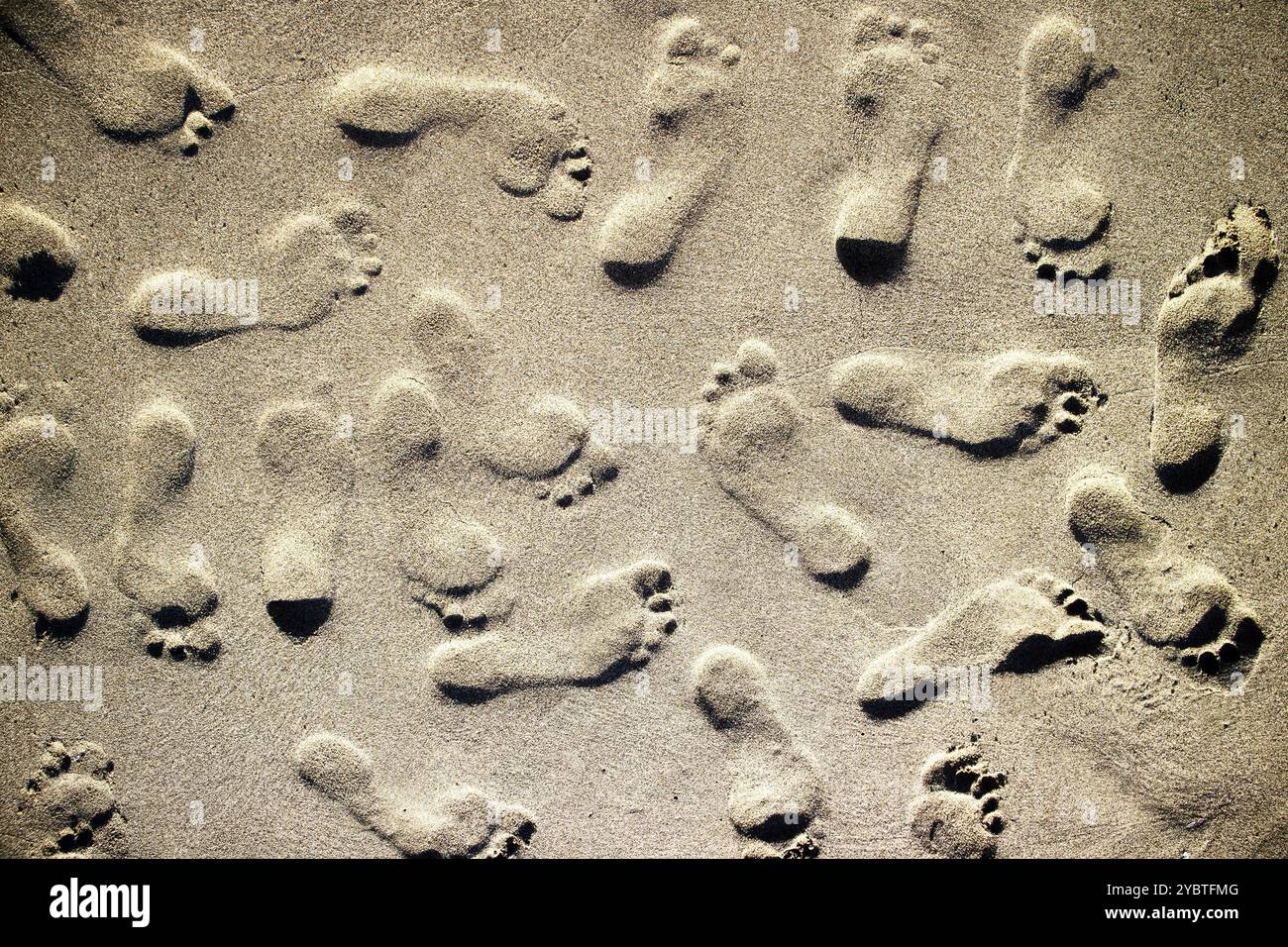 Photographic documentation footprints of people on gray sand Stock ...